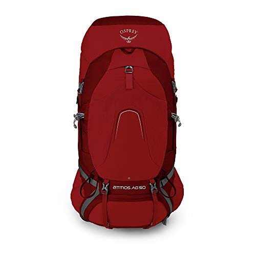 Osprey Atmos AG 50 Men's Backpacking Backpack, Rigby Red , Medium