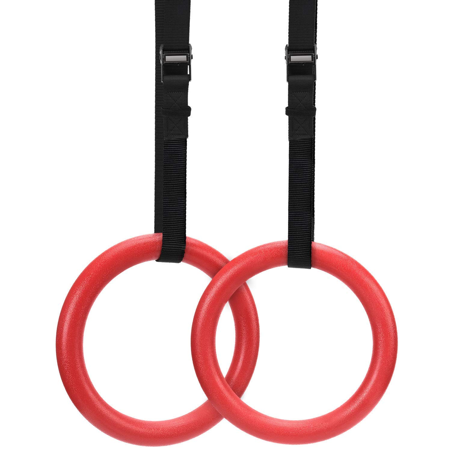 PACEARTH Gymnastic Rings 1100lbs Capacity with 14.76ft Adjustable Buckle Straps Pull Up & Gymnastics Rings Elbow Brace for Home Gym Full Body Workout