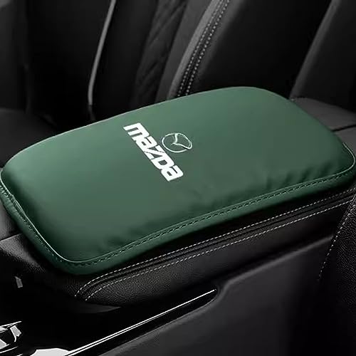 TBMAKE Car Armrest Pad for Mazda 2 3 5 6 Cx7 Cx5 Cx9 Cx-5 Cx3 MX-5 CX30, Leather Car Armrest Pad Memory Foam Car Cushion Mat,Green