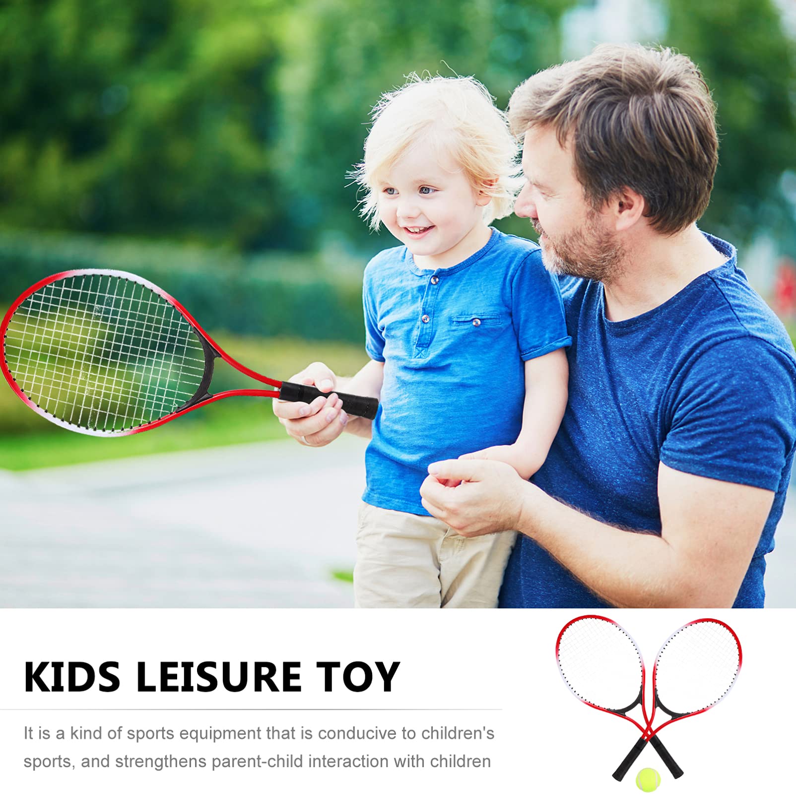 Tennis Racket Set, Quality Ferroalloy Material Tennis Racquet for Outdoor Sport (Red)