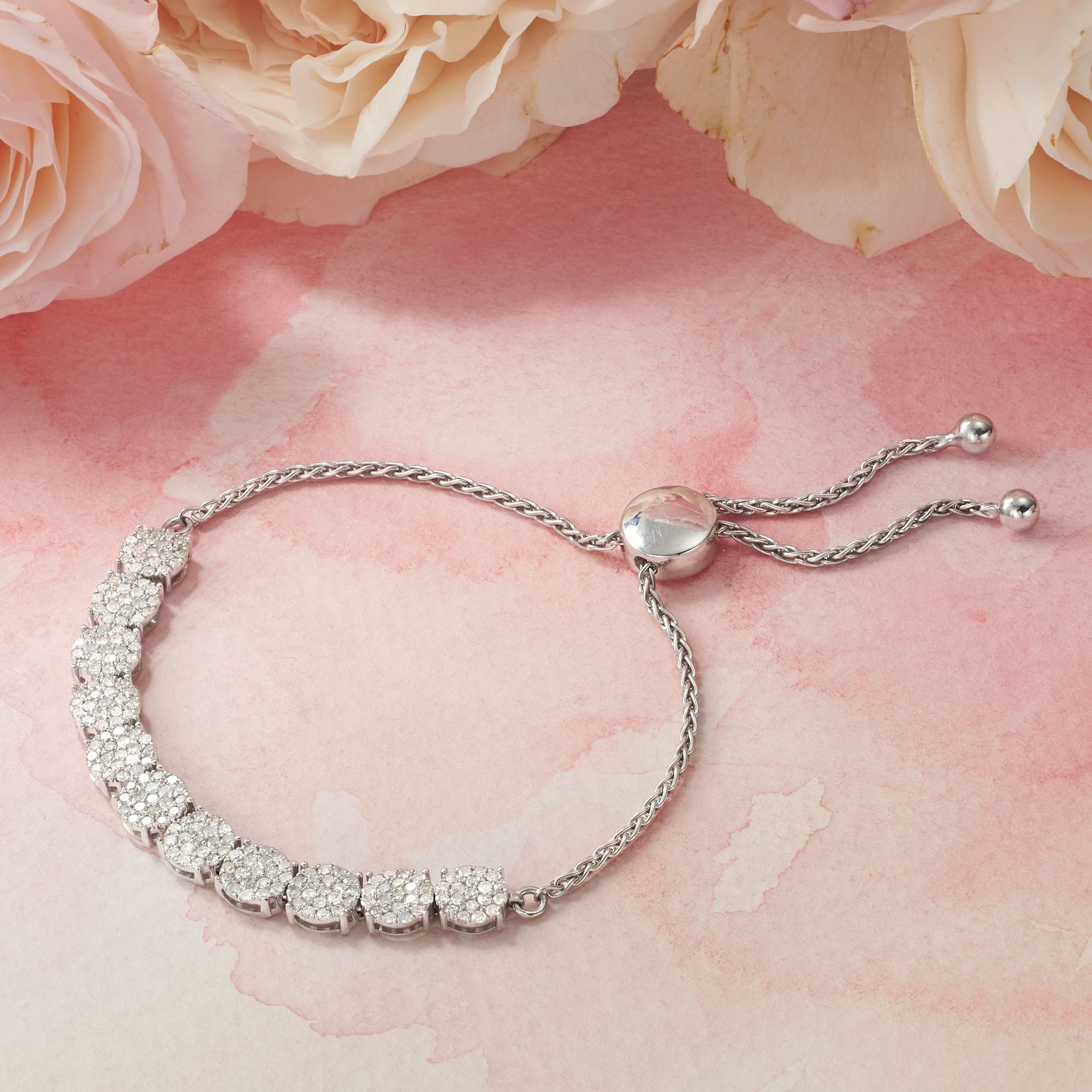 Ross-Simons 2.00 ct. t.w. Diamond Cluster Bolo Bracelet in Sterling Silver