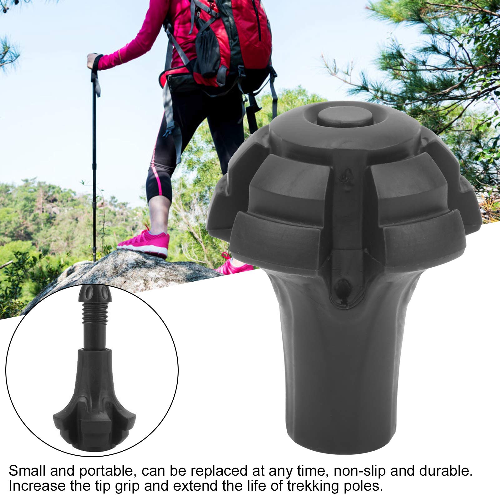 RiToEasysports 5Pcs Stick Tip Set,Trekking Pole Tip Cover Nonslip and Increase The Tip Grip Alpenstocks Accessory Climbing Stick