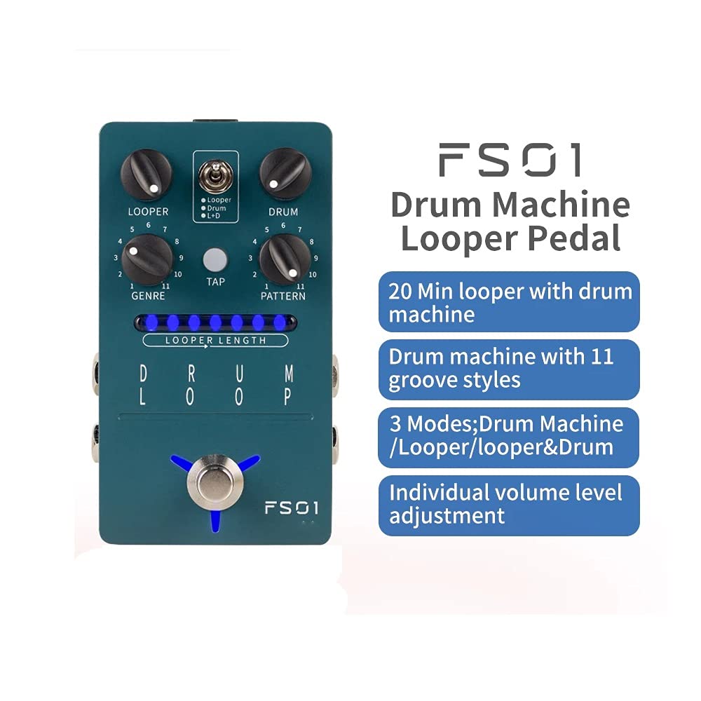 ZYZMH FS01 Drum Loop Drum Machine Looper Guitar Effects Pedal 20Min Looper 11 Different Rhythm Styles
