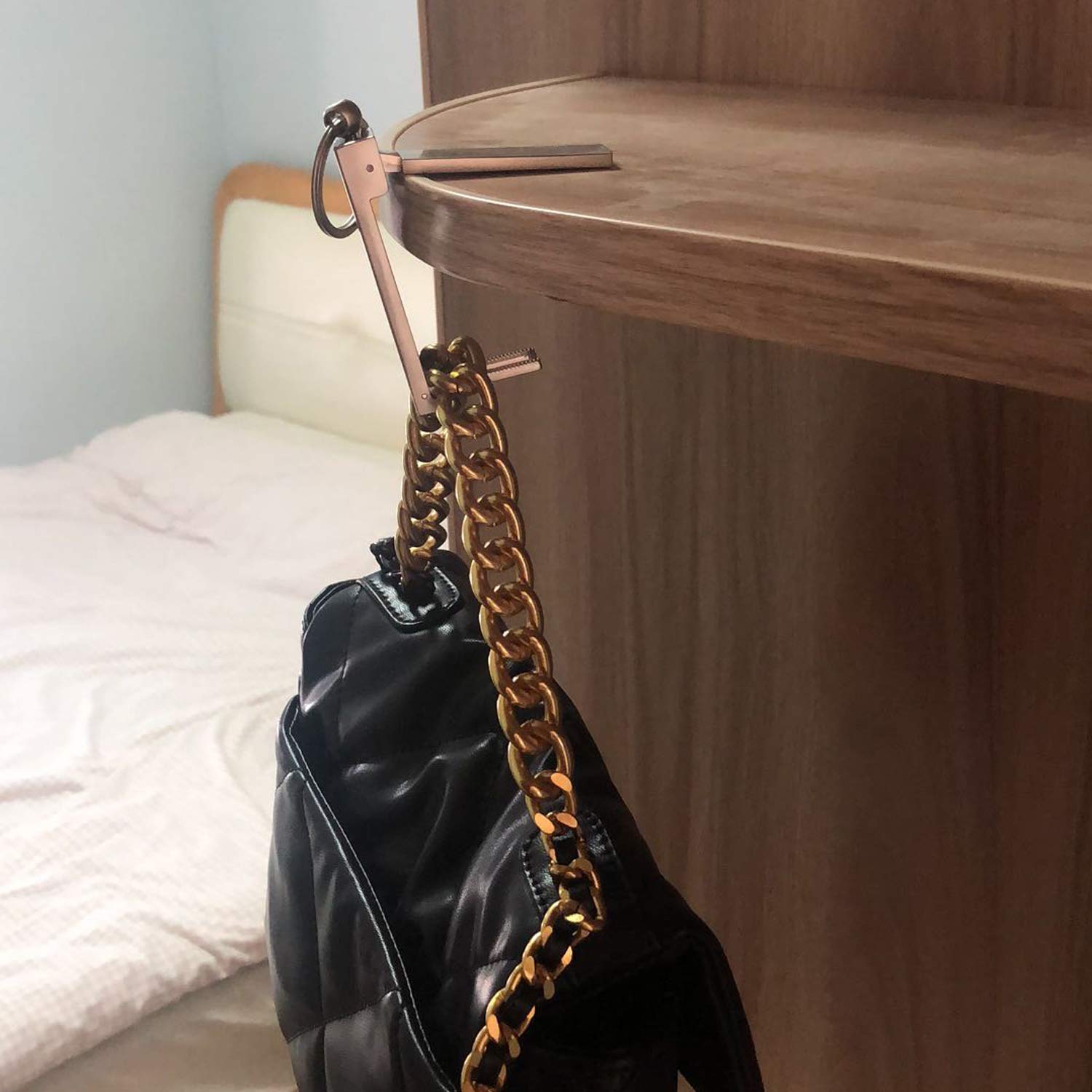 Purse Handbag Hook Hanger Holder for Table Desk,2-in-1 Purse Hook for Table & Phone Stand,Women's Handbag Storage Foldable Table Hook