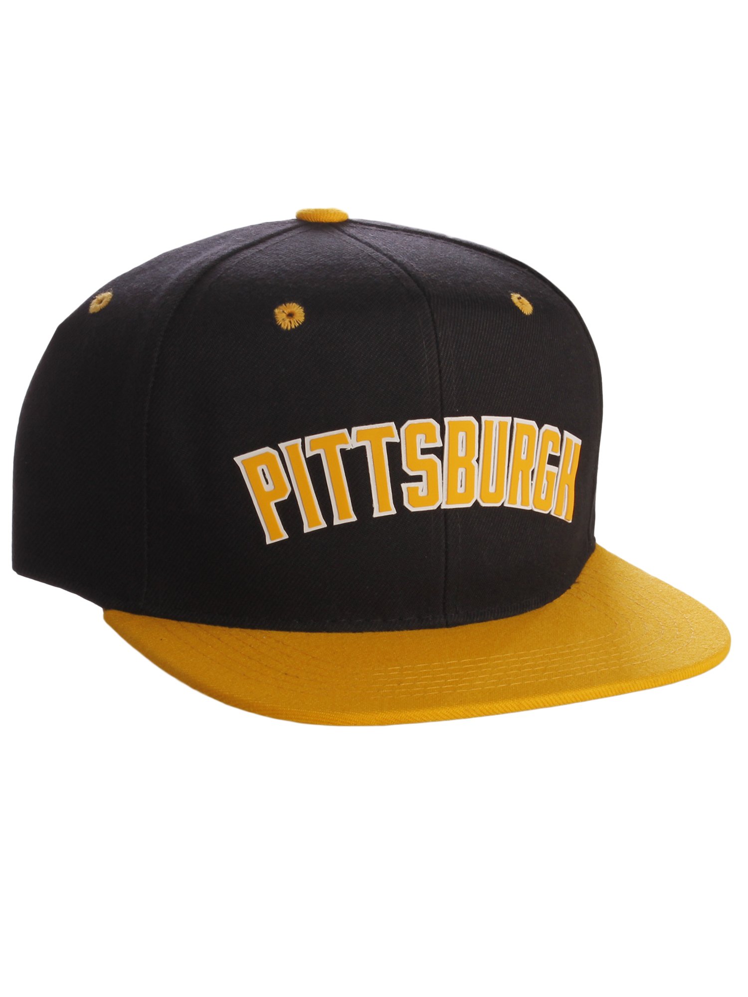 Original Snapback Custom American Cities State Letters Ajustable Flat Visor Cap (Pittsburgh Black Gold, White Gold)