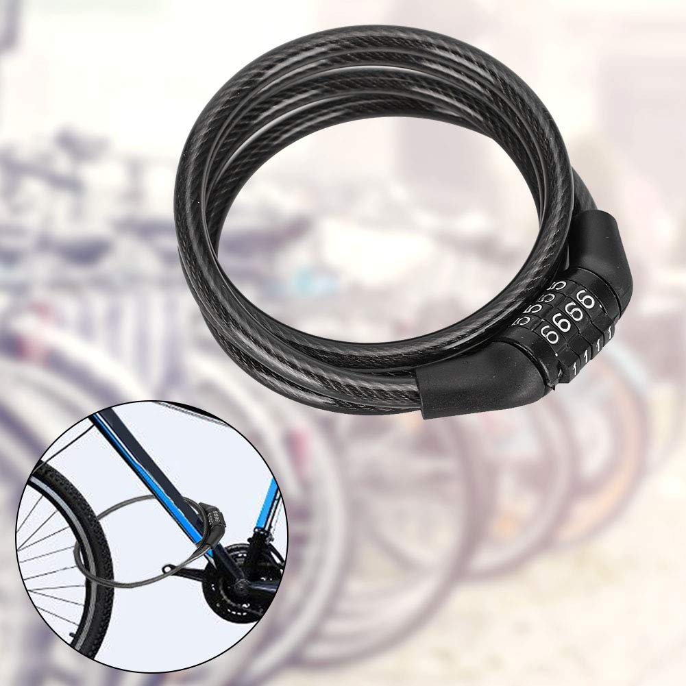 PUSOKEI Security Bike Lock Steel Lock Line, Manganese Steel Cable Motorcycle Lock Bike Chain Lock Easy to Use
