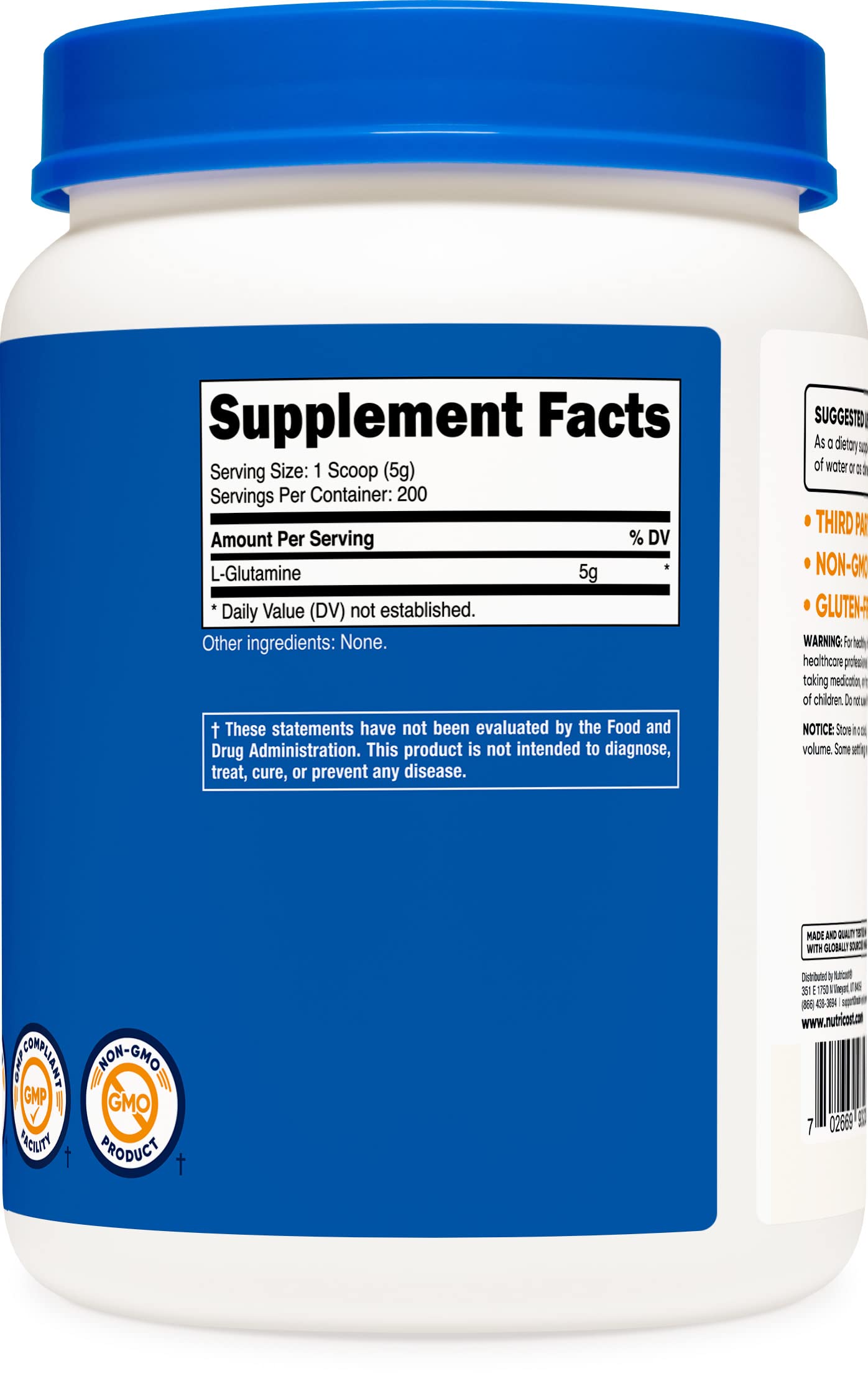 Nutricost L-Glutamine Powder 1 KG - Unflavored, Non-GMO, Gluten Free