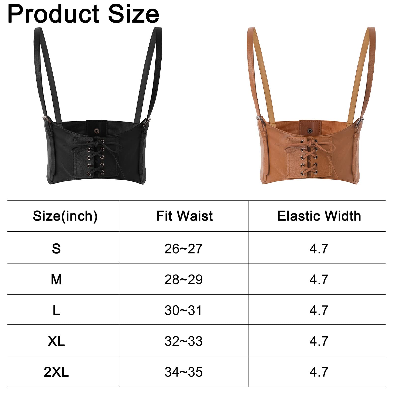 Scarlet Darkness Women Elastic Cincher Belt Corset Underbust Faux Leather Corset Belt Black S
