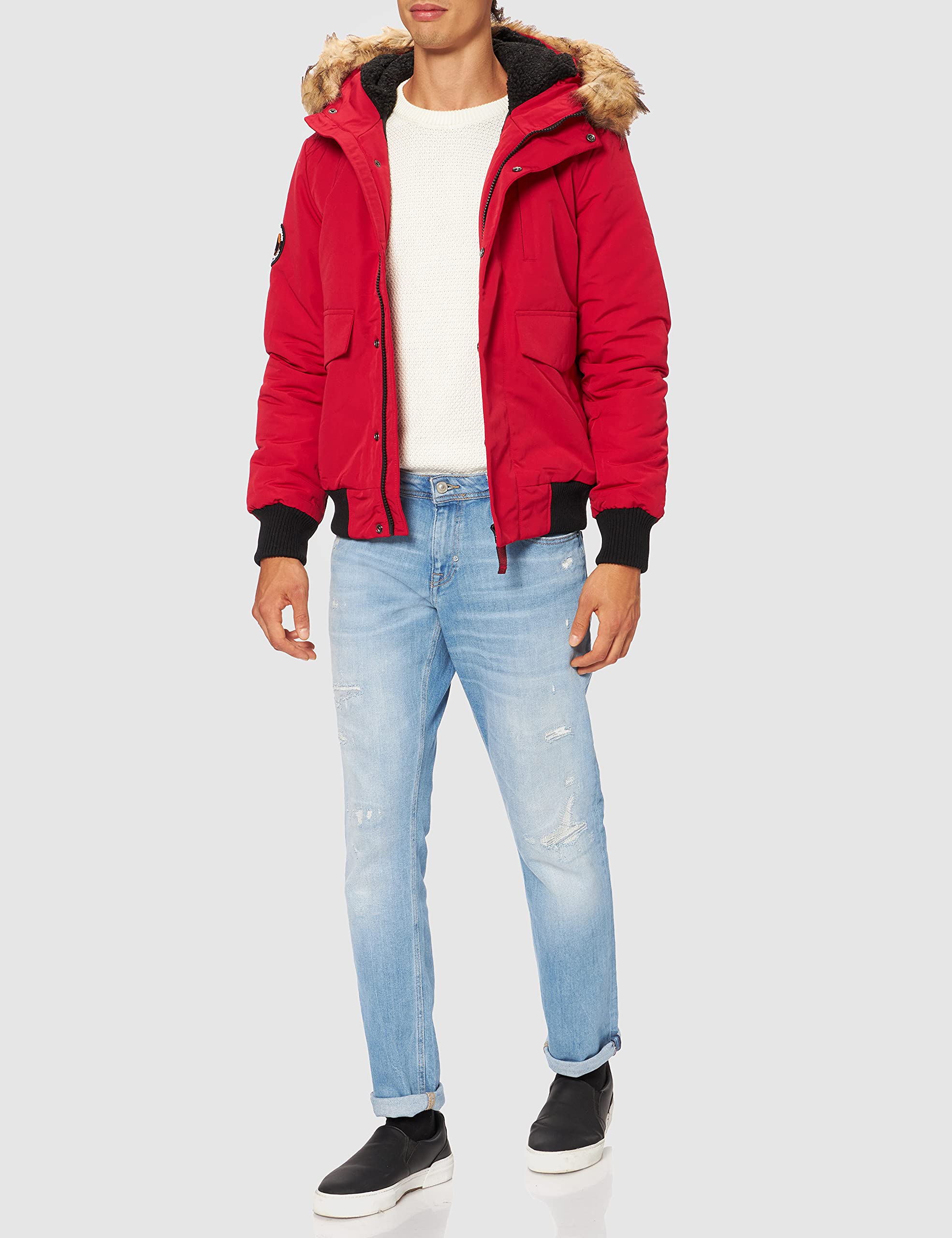 Superdry Mens Everest Bomber Jacket Hike Red Size M