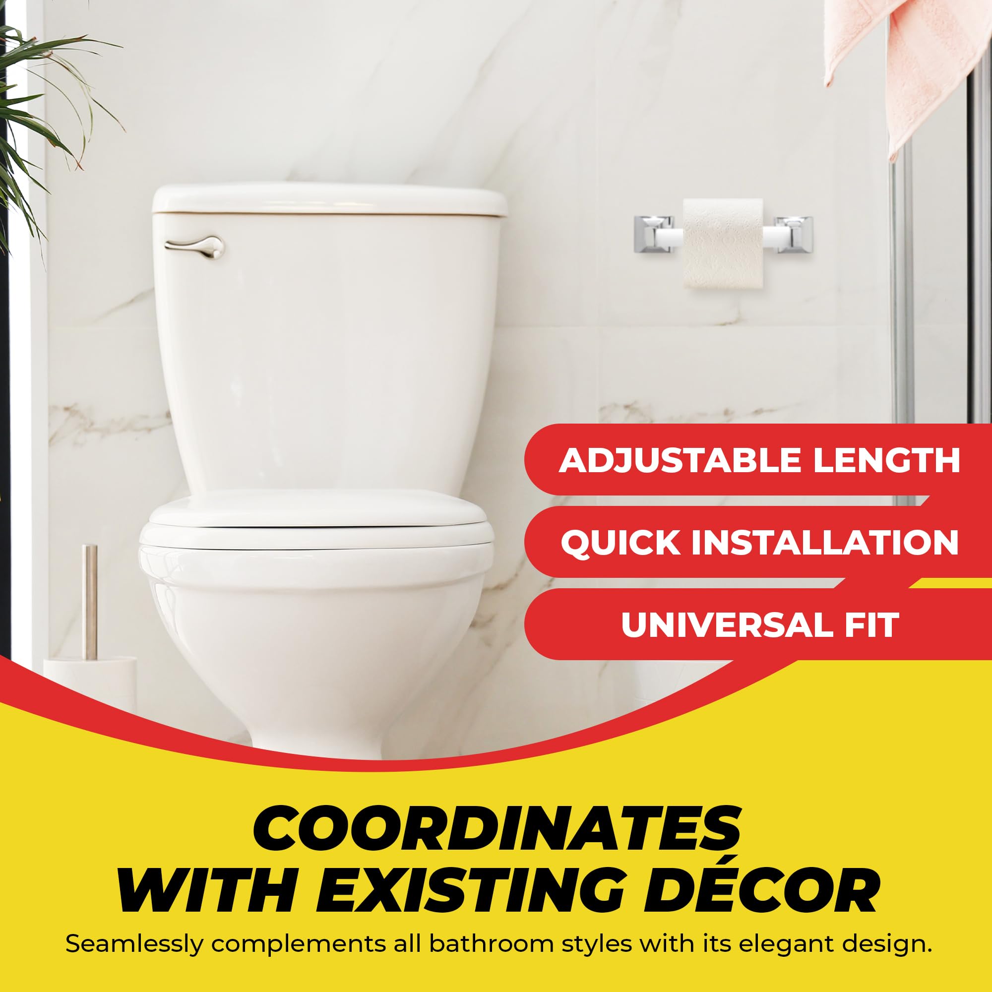 Qualihome White Universal Plastic Spring Loaded Toilet Paper Roll Holder Replacement Rod, White Toilet Paper Roll Replacement Rod