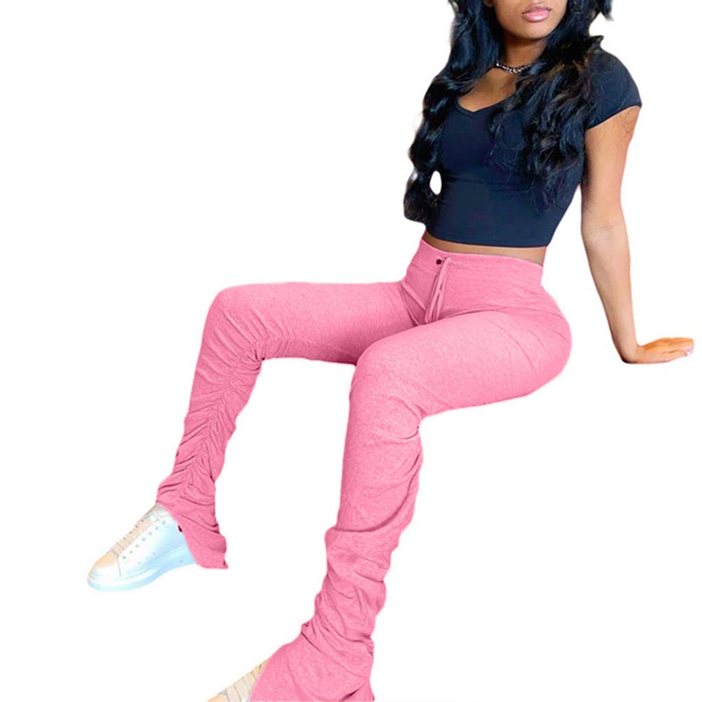 Women's Run Workout Joggers Pants Gradient Yoga Sport Stacked Leggings Womens Plus Size Casual Pants Suits for Wedding Pink