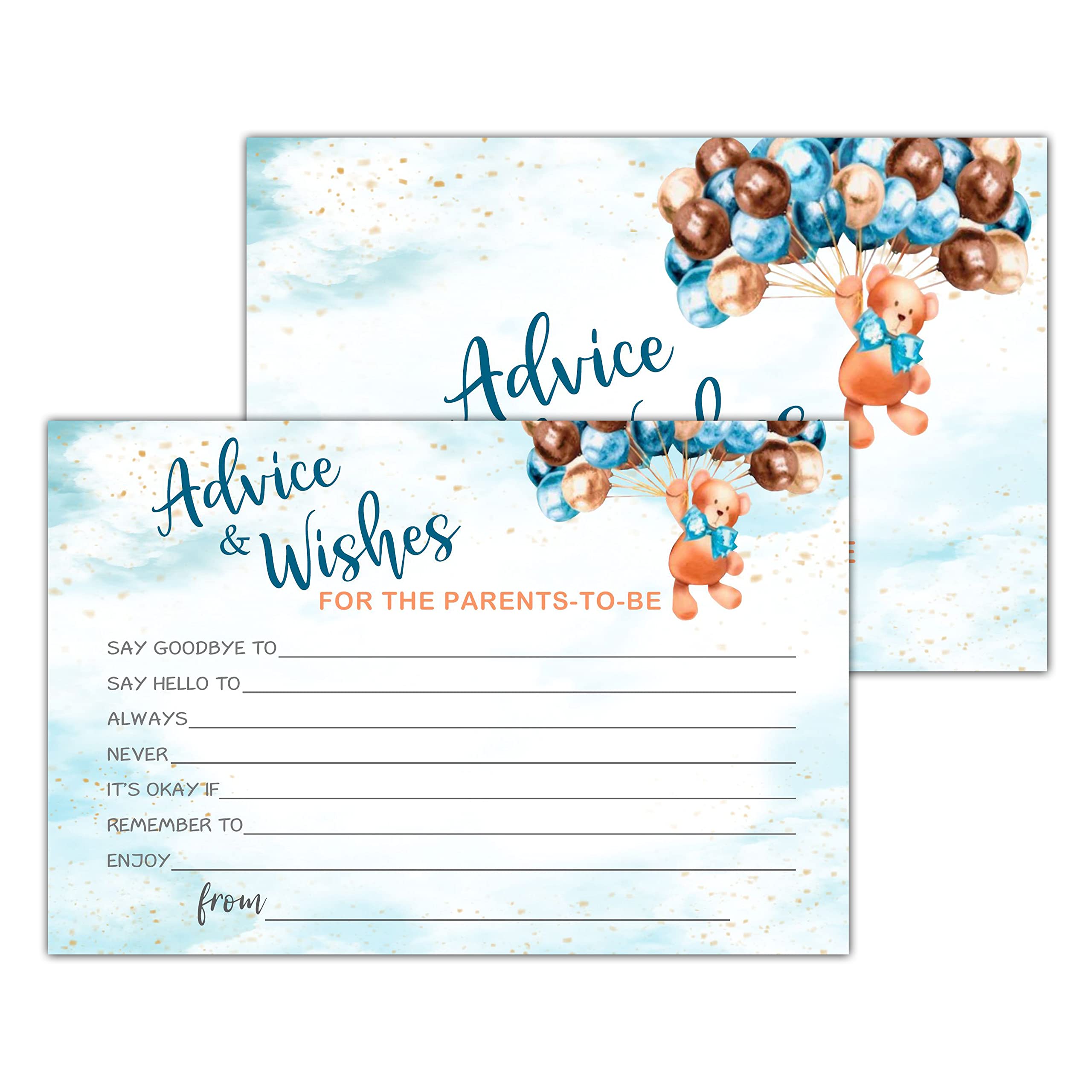 Yuansail Teddy Bear Advice And Wishes Cards For The Parents-To-Be, Baby Advice Cards For New Parents, Baby Shower Party Game,Decorations Party Supply,25 Cards(bb009-JYK 005)