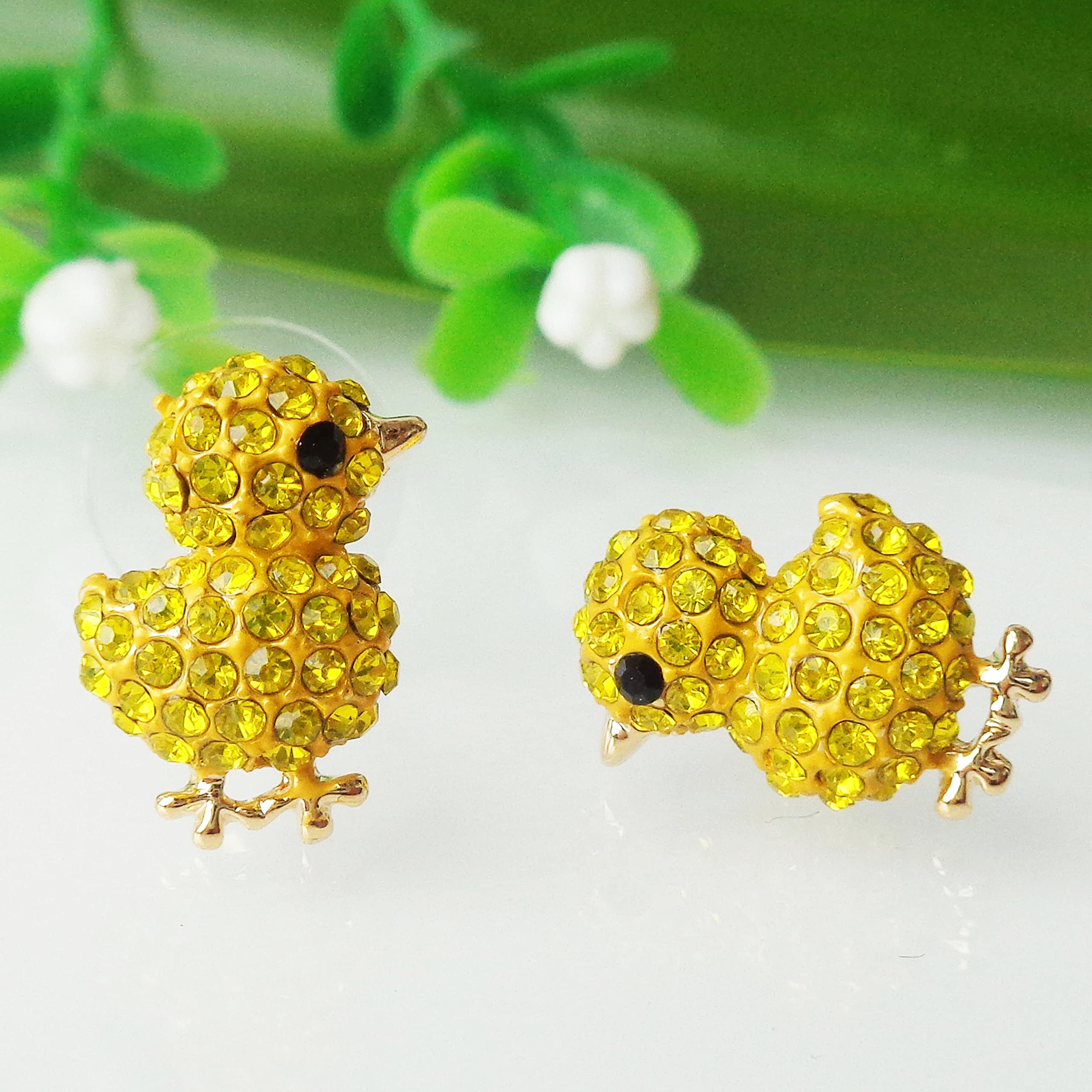 Navachi 18k Gold Plated Chicken Yellow Crystal Enamel Az1011s Stud Earrings