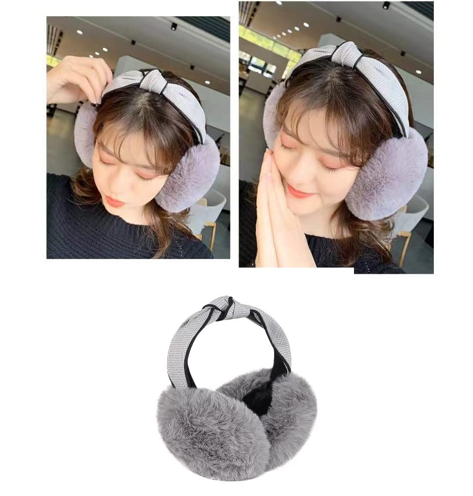 Women Warm Earmuffs Girl Cute Outdoor Ear Warmers Winter Furry Adjustable Ear Covers Packable Kid Cartoon Elephant Earmuffs
