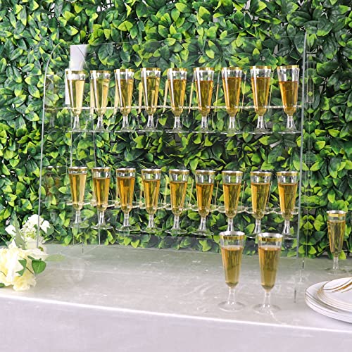 Tableclothsfactory 25" Clear Acrylic 2-Tier Wine Glass Stemware Rack, Champagne Flute Holder with Stand