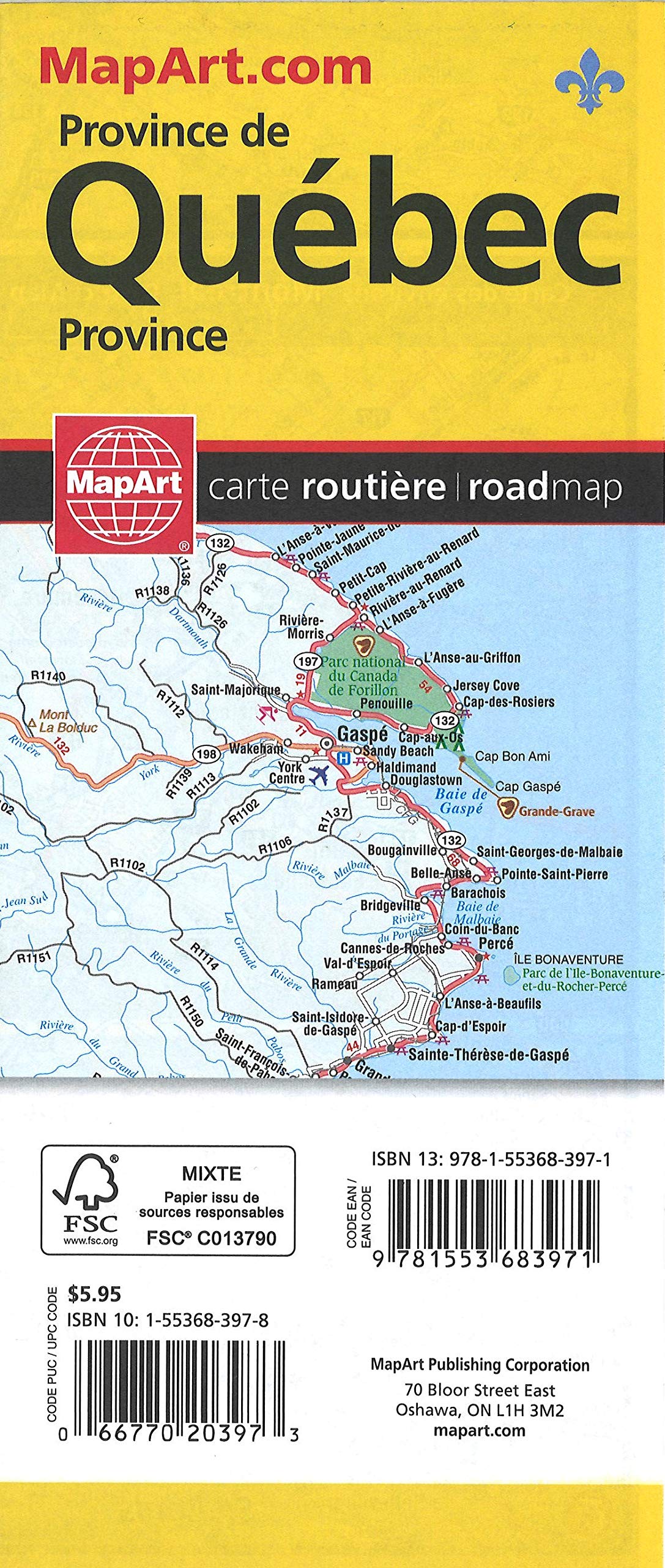 Quebec Province Road Map (English and French Edition)