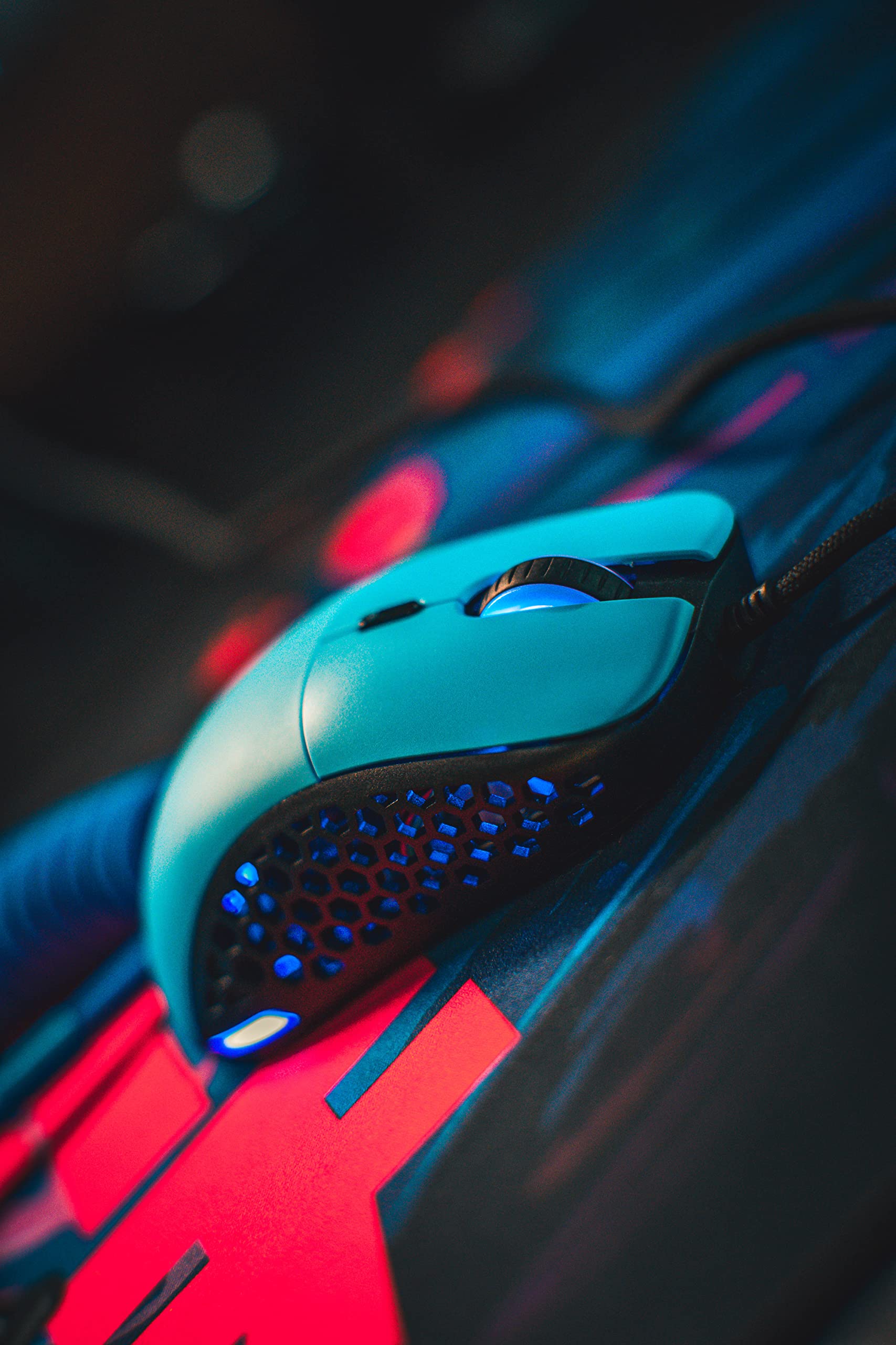 PWNAGE Symm Gaming Mouse Ultra Custom Esports Pro Gamer Flawless PMW3389 Optical Sensor 16,000 DPI - Flexible Paracord Cable - Honeycomb Sides Wired Black