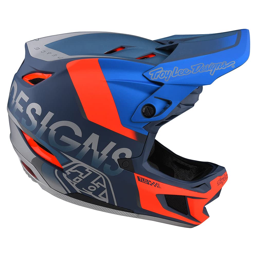 Troy Lee Designs D4 Composite Full-Face Bicycle Helmet. Max Ventilation Lightweight MIPS EPP EPS Racing Downhill DH BMX MTB Bicycling Cycling - Adult Men Women - Qualifier Slate/Red, Medium