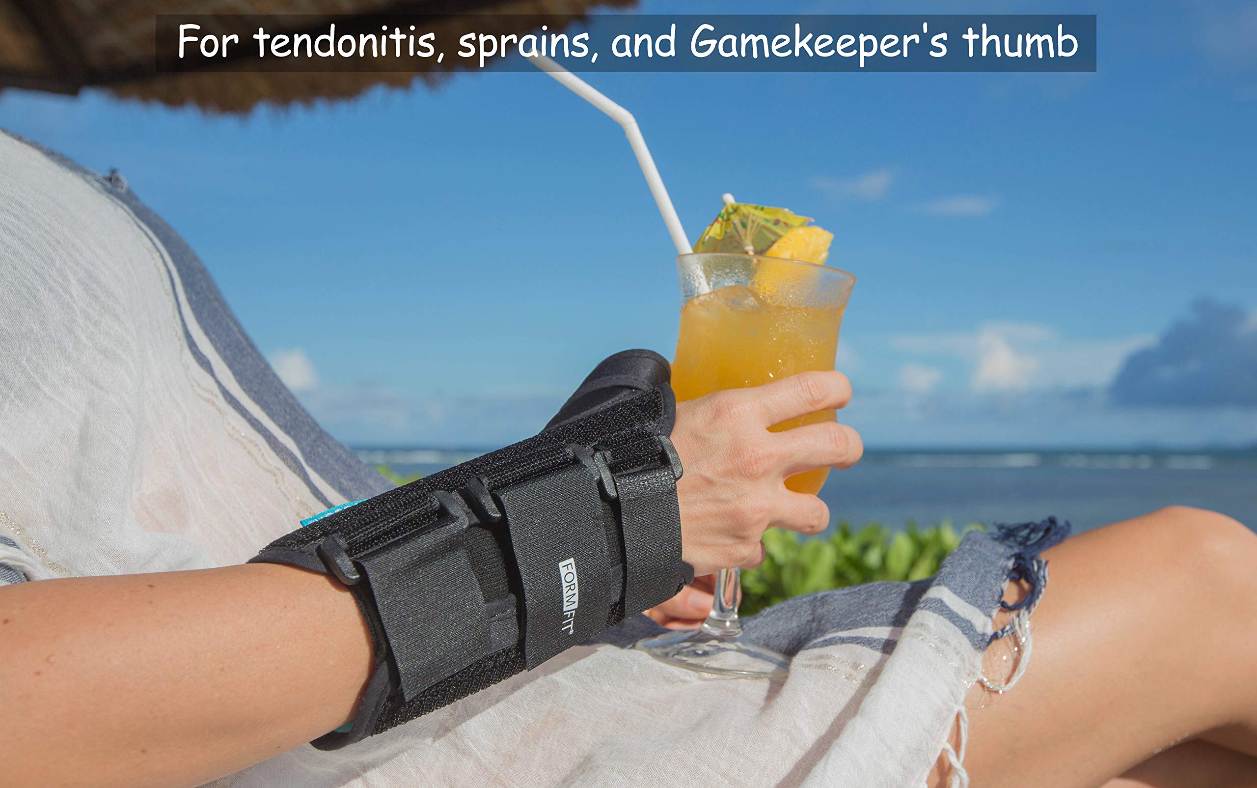 Ossur Formfit Universal Thumb Brace for Soft-Tissue Injuries, DeQuervain’s Tendonitis and Gamekeeper’s Thumb, Customizable Stays and Contact Closure Straps, Breathable Material, (Right, Universal)
