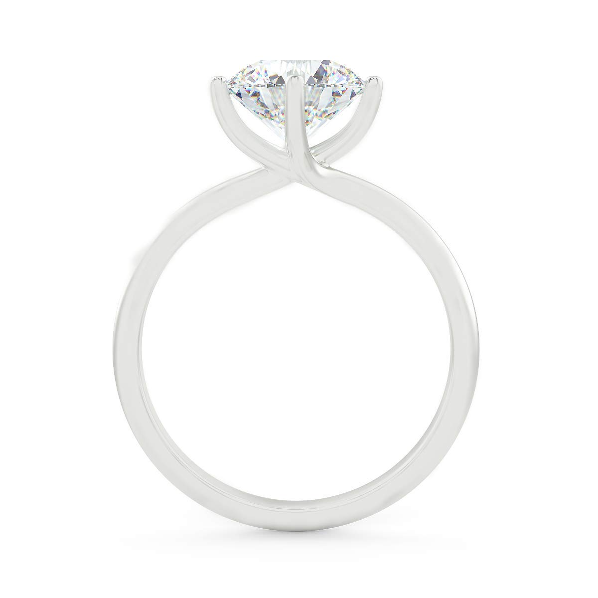 San Moissan Moissanite Engagement Ring with Twisted Shank 1.30ct (7.0mm) G-H Solitaire in .925 Sterling Silver for Women (6.5)