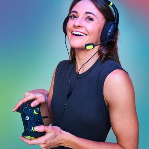 PDP Gaming AIRLITE Xbox Headset with Microphone, Series XS/Xbox One/Windows PC, Lightweight Wired Power Stereo Headphones, Noise-cancelling Mic- Electric Black (Only at Amazon)