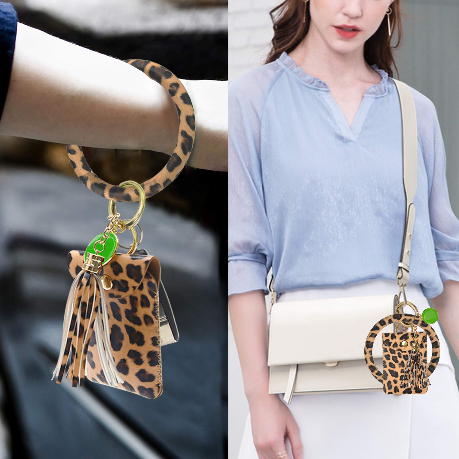 takyu Wristlet Keychain Bracelet, Keyring Bangle Wallet Tassel Keychain for Women