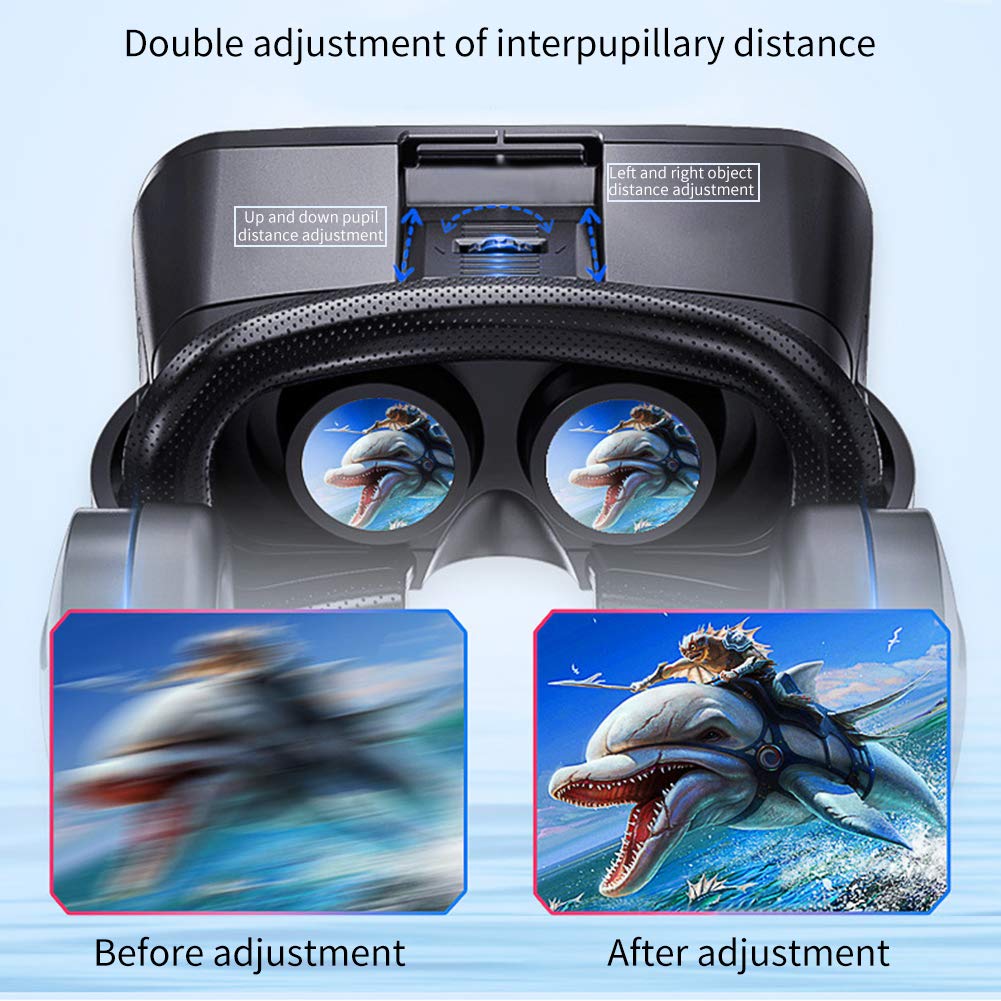 Peyan VR Headset with Remote Controller Virtual Reality Headset 3D Glasses, Anti-Blue-Light Lenses, Stereo Headset, for All Length Below 6.1 inch Include All The IOS And Andriod System Phone