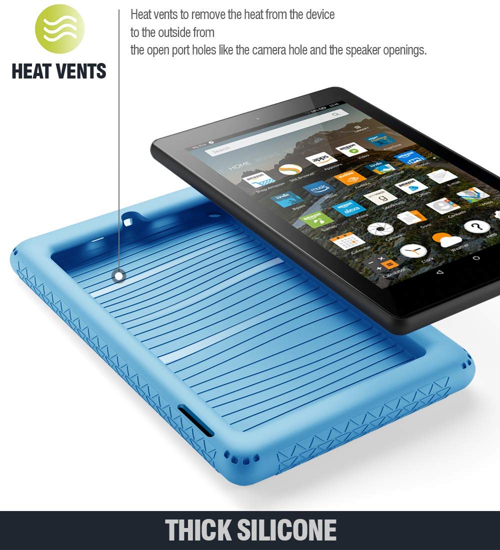 Poetic TurtleSkin Case Designed for All-New Fire 7 (9th Gen, 2019 Release), Heavy Duty Shockproof Kids Friendly Silicone Protective Case Cover, Corner Protection, Sound-Amplification Feature, Black