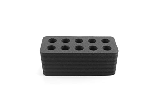 Polar Whale Test Tube Rack Durable Black Foam Storage Holder Organizer Stand Transport Holds 10 Tubes Fits up to 25mm Diameter