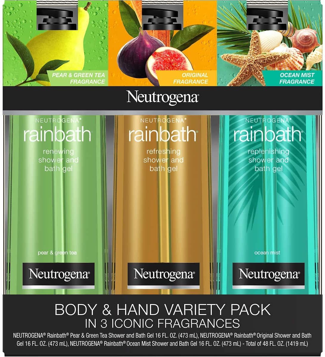 Neutrogena Rainbath Shower & Bath Gel, Variety Pack, 16 Fluid Ounce (Pack of 3)