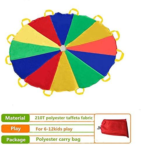 Sonyabecca Parachute 10 Feet for Kids with 12 Handles Play Parachute for 8 12 Kids Tent Cooperative Games Birthday Gift