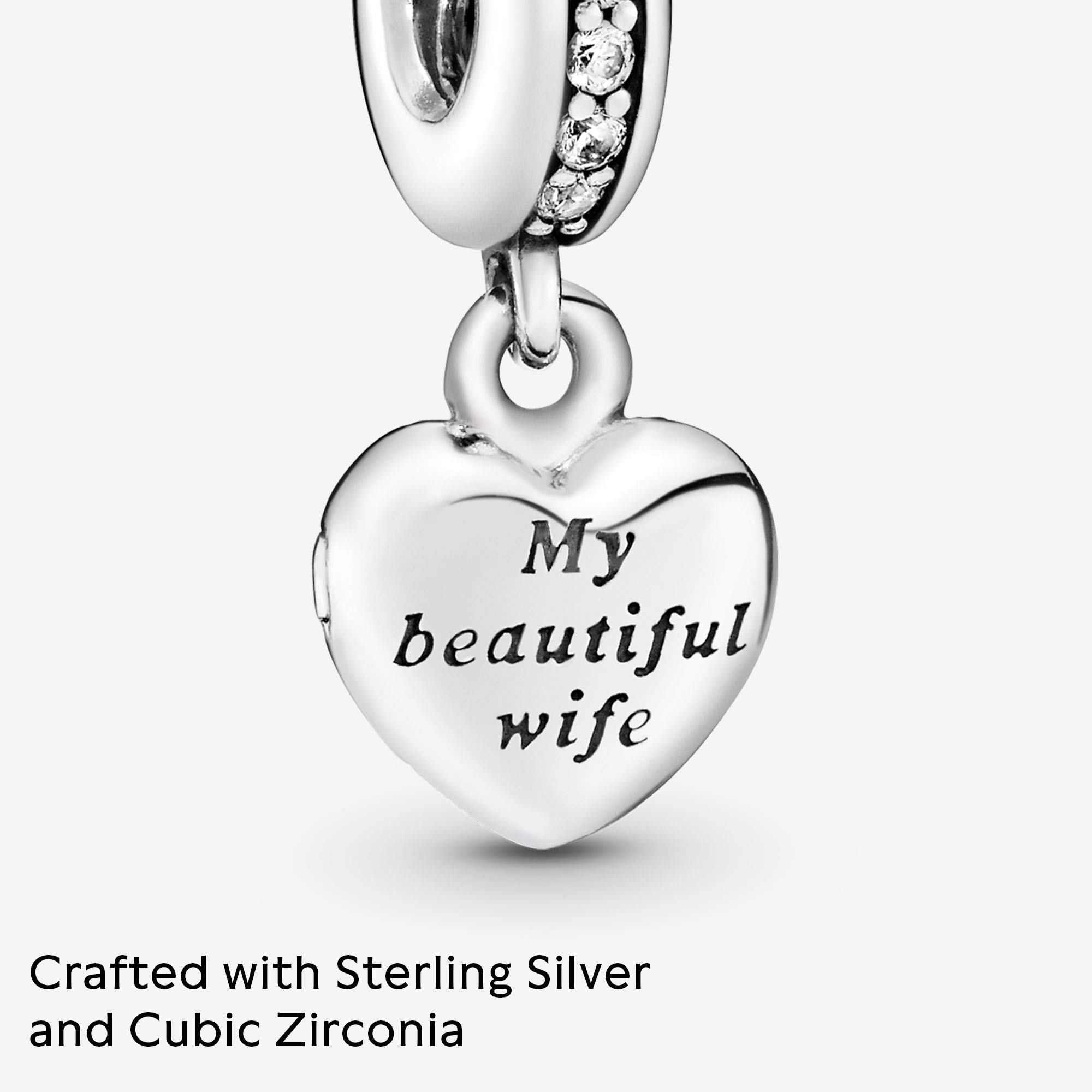 Pandora Jewelry My Beautiful Wife Dangle Cubic Zirconia Charm in Sterling Silver, No Box