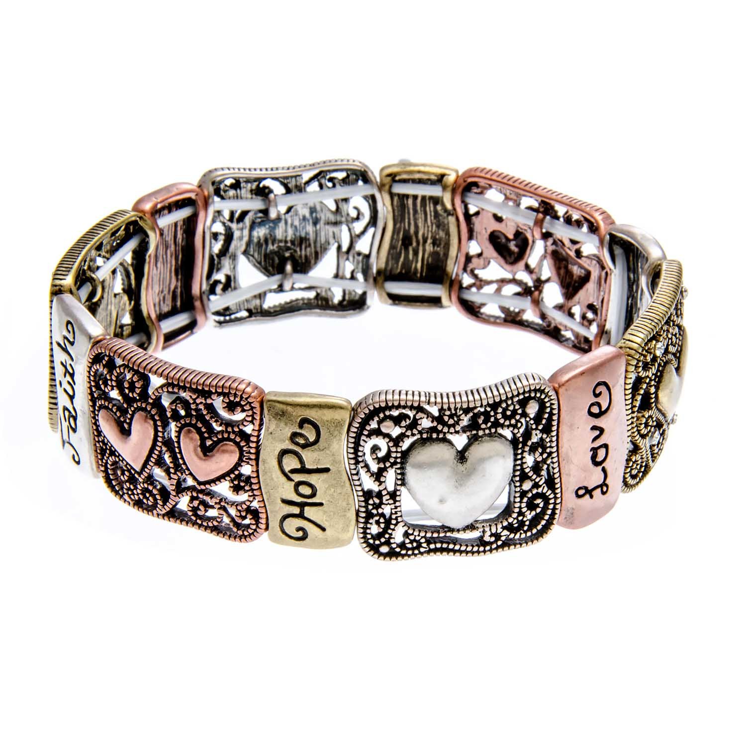 PammyJ Hope Faith Love Inspirational Stretch Bangle Bracelet