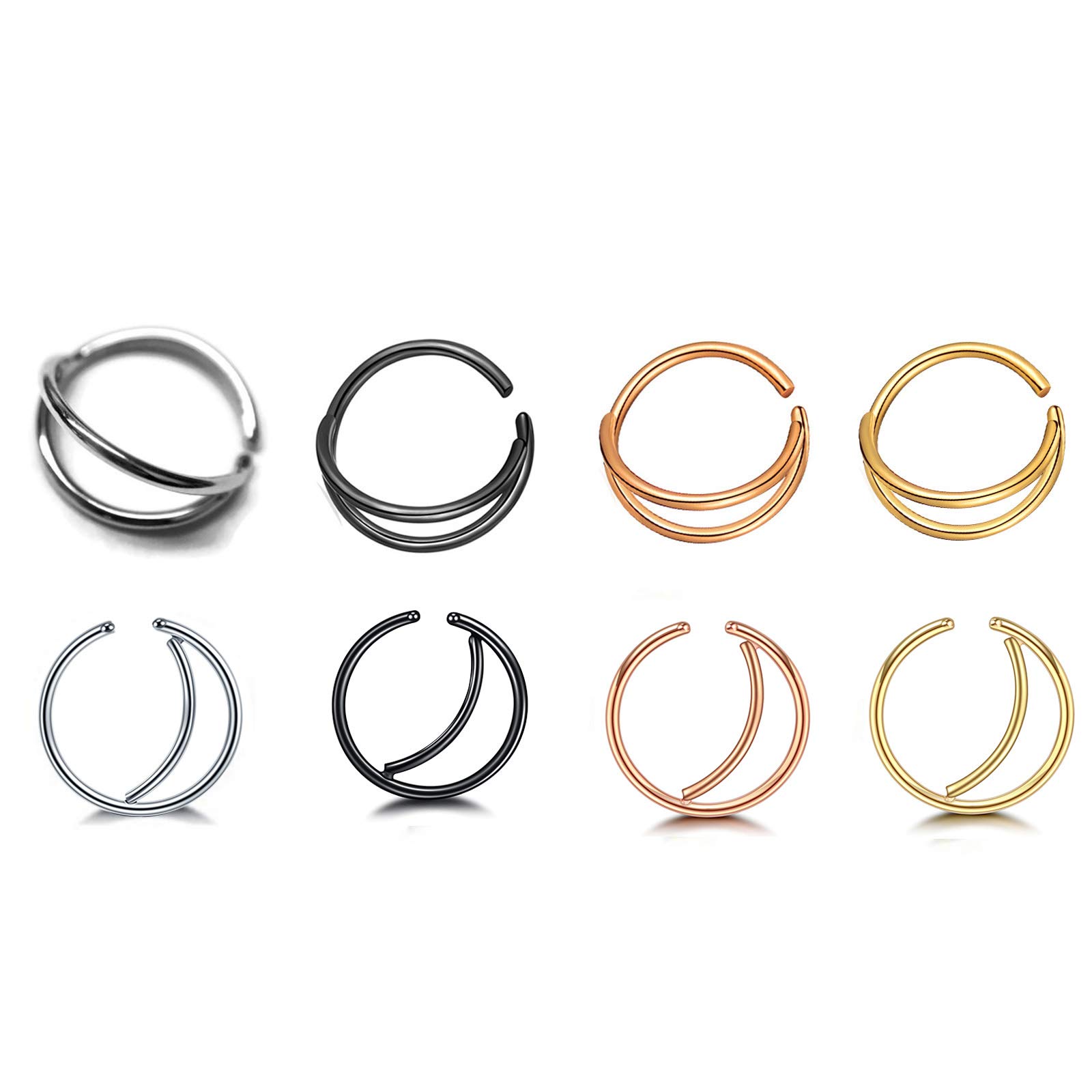 SERYNOW Nose Ring Hoop 20g 316L Surgical Steel Monn Nose Rings Body Piercing Jewelry for Women Girls