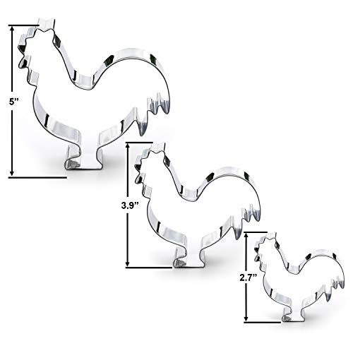 Sweet Cookie Crumbs Rooster Cookie Cutter Set, 3 Piece, Stainless Steel