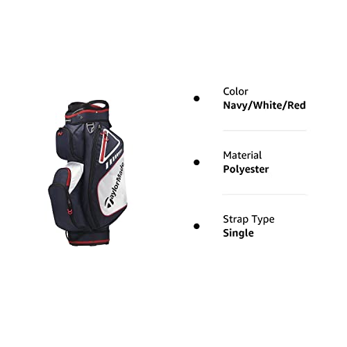 TaylorMade Select ST Cart Bag, Navy/White/Red, 15 Way