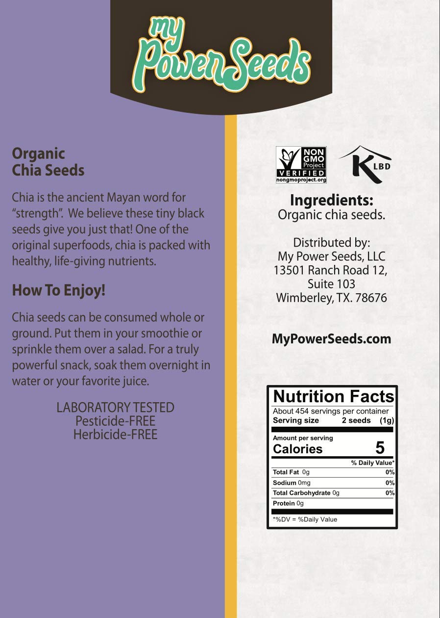 Sustainably Sourced Chia Seeds - Perfect for Snacking or Adding to Your Favorite Recipes - 1 lb