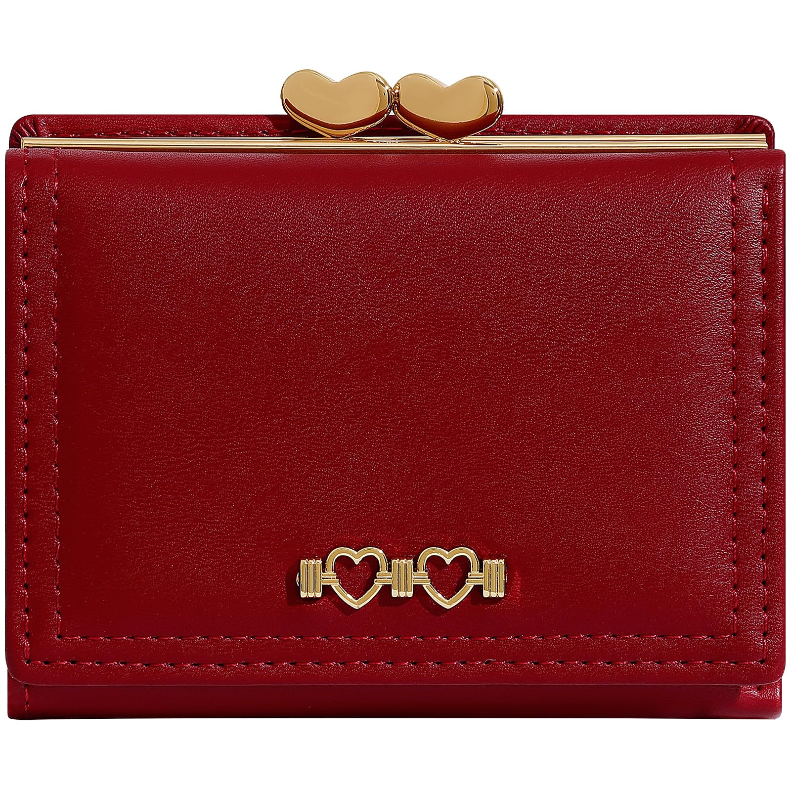 YINHEXI Wallet for Women, Cute Womens Wallet Card Holder, Small Trifold RFID Blocking Purse, Cute Small Leather Pocket Wallet for Women, Girls, Ladies Mini Short Purse (Burgundy)