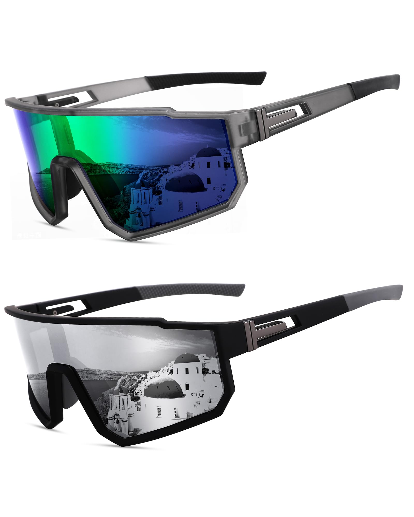 Pro Acme Polarized Sports Sunglasses for Men Women,UV Protection Lens Glasses For Baseball Cycling Running Fishing Sports (Silver Mirror+Green Mirror)