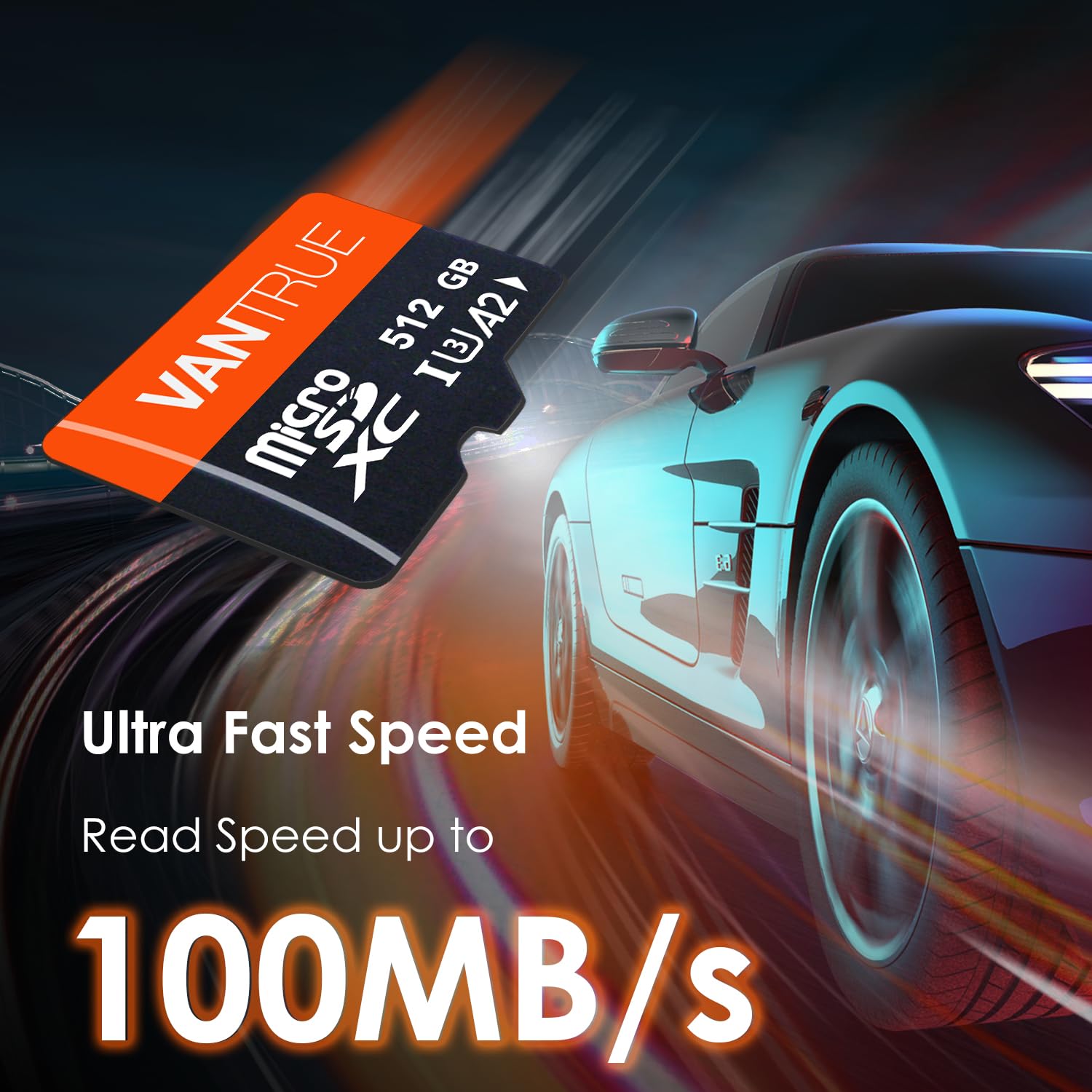 Vantrue 512GB microSDXC UHS-I U3 4K UHD Video High Speed Transfer Monitoring SD Card with Adapter for Dash Cams, Body Cams, Action Camera, Surveillance & Security Cams