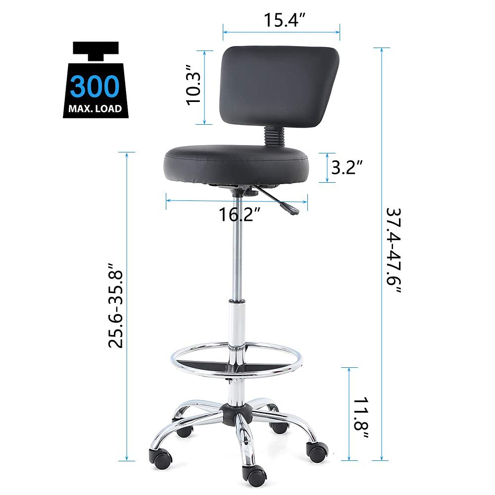 Sophia & William Office Chair Drafting Chair Swivel Round Rolling Stool Adjustable Desk Chair Mid Back Ergonomic Computer Chair with Wheels for Standing Desk, Salon, Medical, Office, Beige