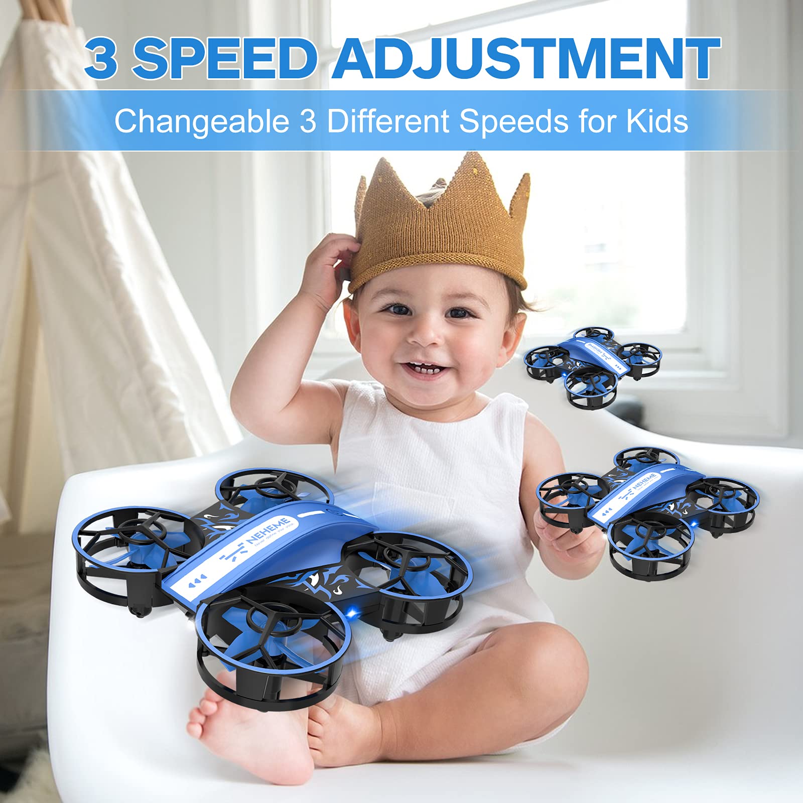 NEHEME NH330 Drone for Kids and Beginner, Mini Drone with Auto Hover, Headless Mode, 3D Flip and Throw to Go, Kids Toys Gift RC Quadcopter with Propeller, Easy to Fly Toys Drone for Boys Girls
