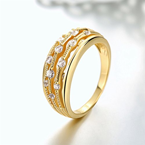 Mrsrui Women's Stacking Ring Pave Cubic Zircon Eternity Promise Ring Wedding Band 18K Gold Plated Party Wear