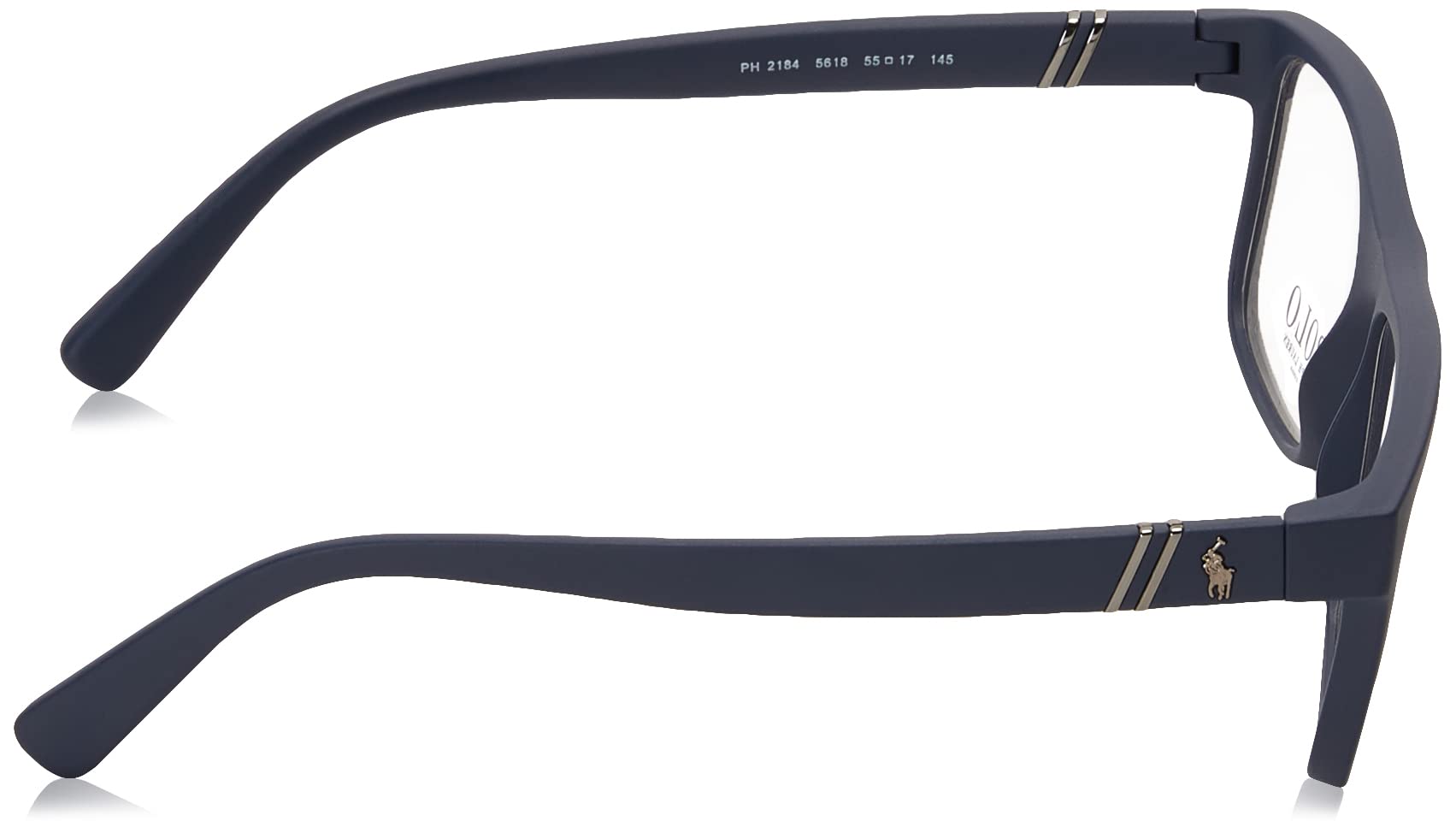 Polo Ralph Lauren Men's PH2184 Rectangular Prescription Eyewear Frames, Matte Navy Blue/Demo Lens, 55 mm