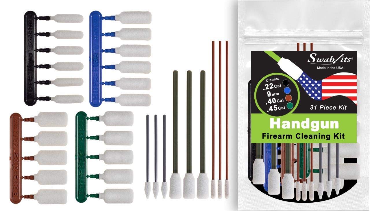 Swab-its® Made in The USA .22cal/.357cal/.40cal/.45cal Handgun Firearm Cleaning Kit: 87-9902