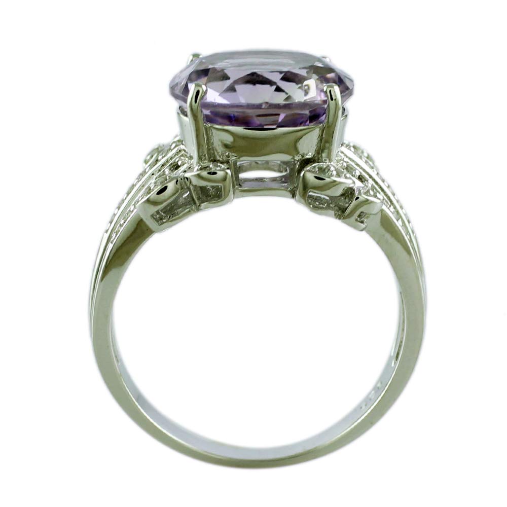 SGL Green Amethyst 5.45 Carat Cocktail Ring for Women 925 Sterling Silver Anniversary Wedding Jewelry for Women