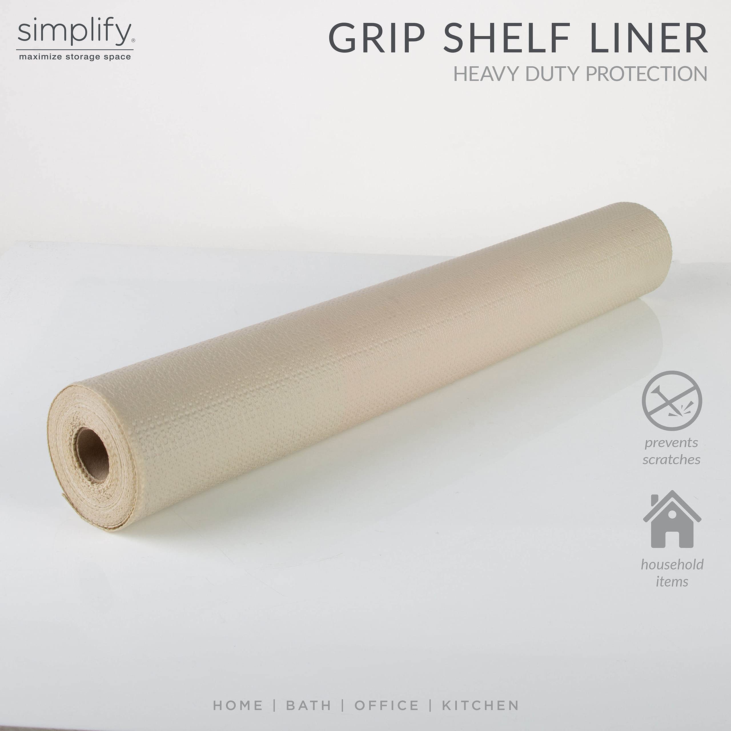 Simplify Adhesive Smooth Top Grip Liner | Shelf | Countertops | Drawers | Cabinets | Cut to Fit | Non-Slip 10 Sq Ft | Taupe | Organization