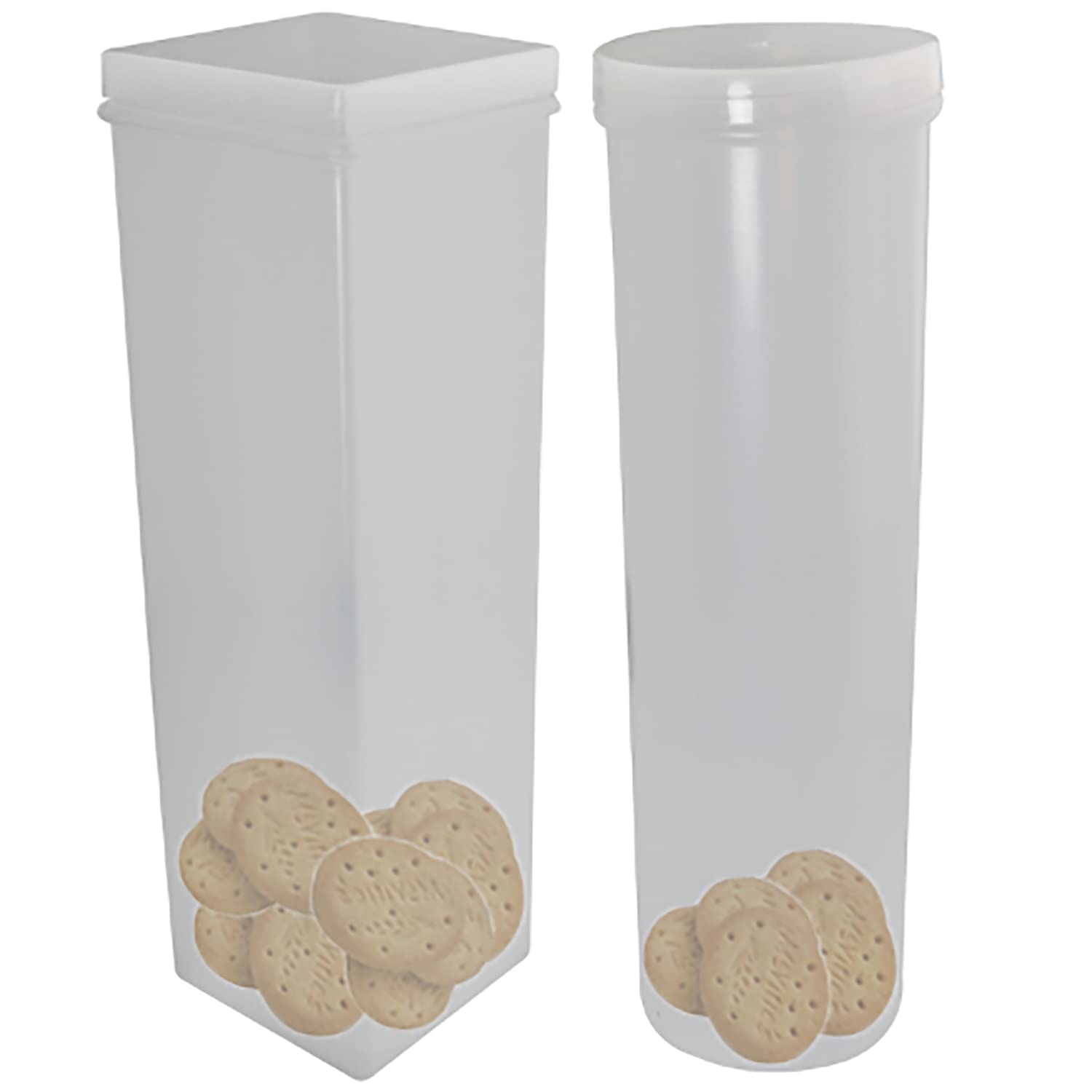 ZZLZX Saltine Cracker Sleeve Storage Container 2PCS Round and Square Clear Airtight Cookie Fresh Keeper