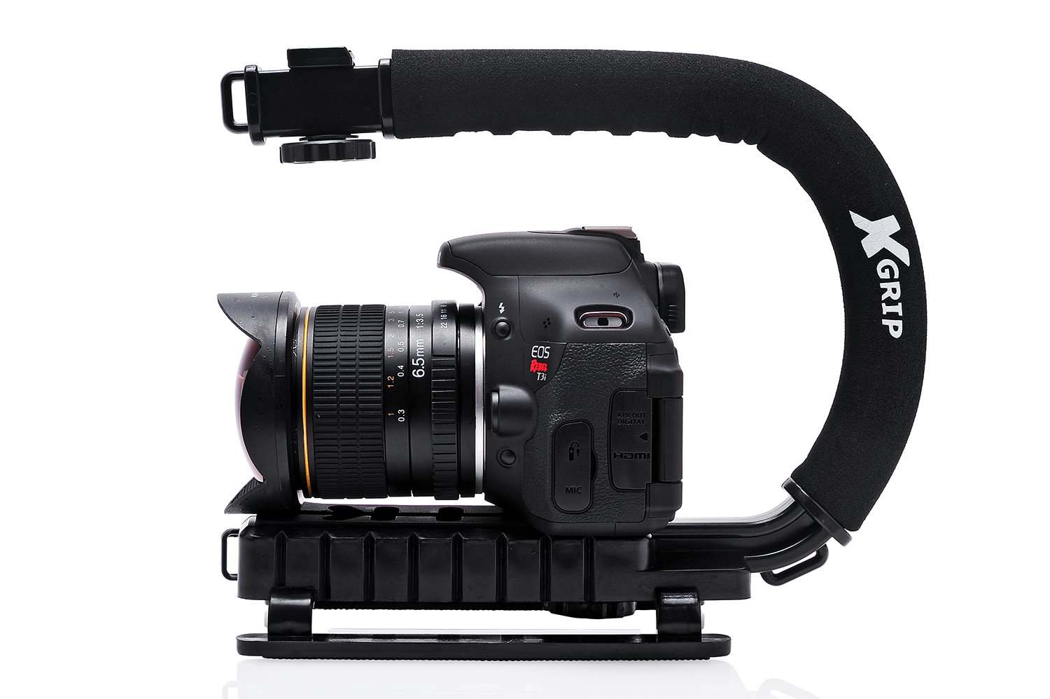 Opteka X-Grip Professional Camera/Camcorder Action Stabilizing Handle with Accessory Shoe for Flash, Mic, or Video Light (Black)