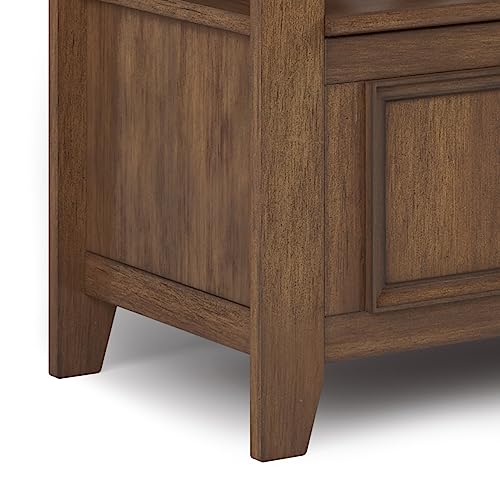 SIMPLIHOME Amherst SOLID WOOD 48 inch Wide Entryway Storage Bench with Safety Hinge, Multifunctional Transitional in Rustic Natural Aged Brown